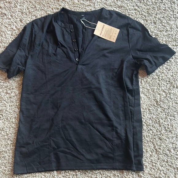 Manly | Shirts | Mens Black Short Sleeve Henley Shirt | Poshmark